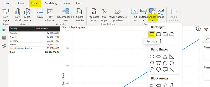 Creating a pop up window in Power BI