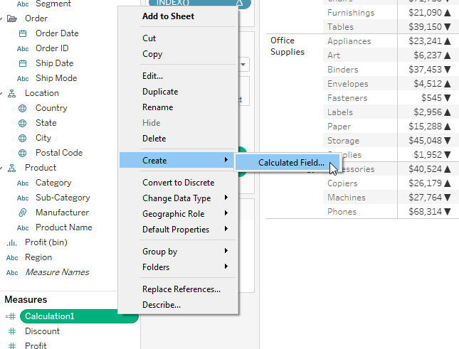 Create an Up and Down arrows Table in Tableau Desktop