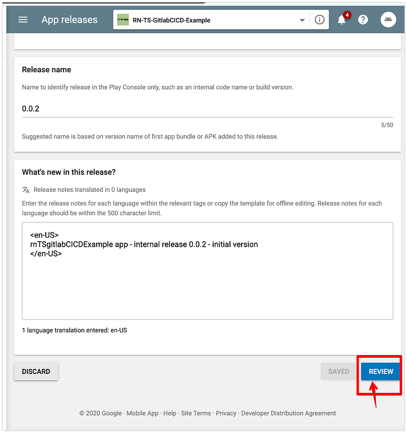 Set up a release for app on Google Play console and publish to Internal ...