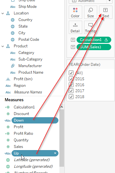 Create an Up and Down arrows Table in Tableau Desktop