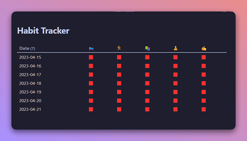 Super Simple Habit Tracker Template For Obsidian