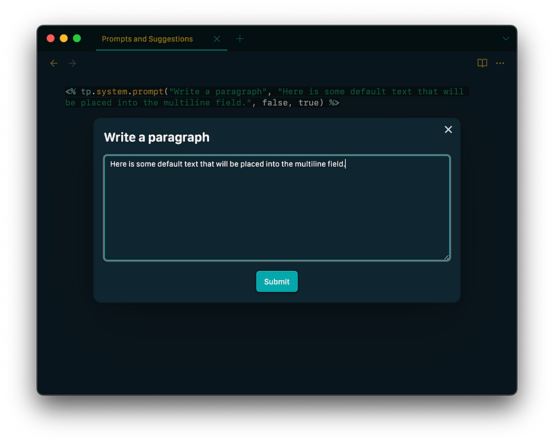 Prompts & Suggestion Menus with Templater
